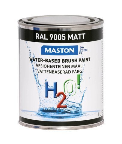 Maali Syvänmusta Matta Ral9005 1l Maston H2o! - Rautakauppa365.fi